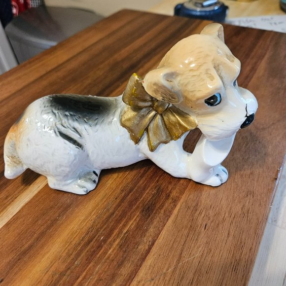 marked Japan | Accents | Vintage Ceramic Dog Figurine Chewing On A Bone ...